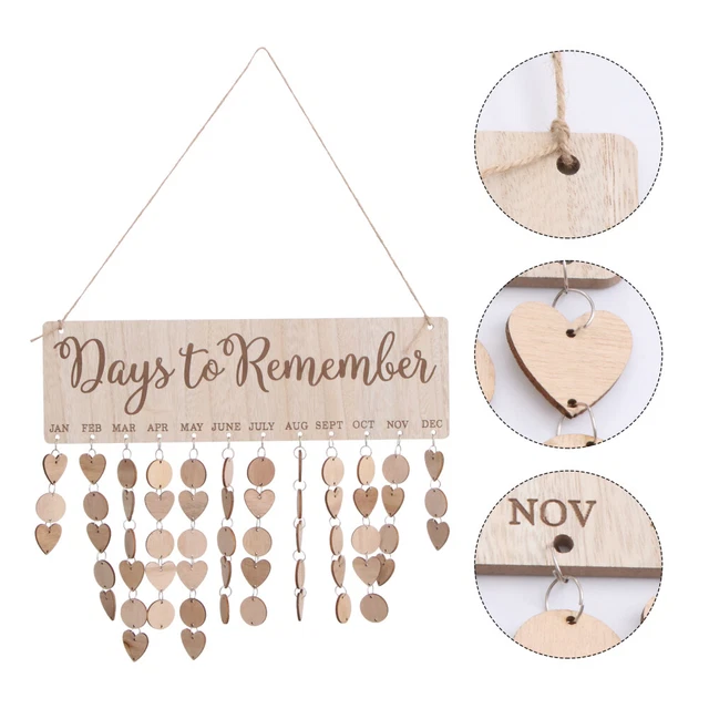 WOODEN CALENDAR HANGING Tag Dating Reminder Plaque Birthday Gift £16.59 ...
