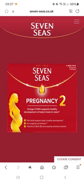 SEVEN SEAS PREGNANCY 2 Vitamins 4 week pack £13.39 - PicClick UK