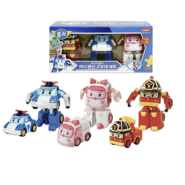 ROBOCAR POLI MINI Transformation Rescue Team Figur Roboter Set Poli ...