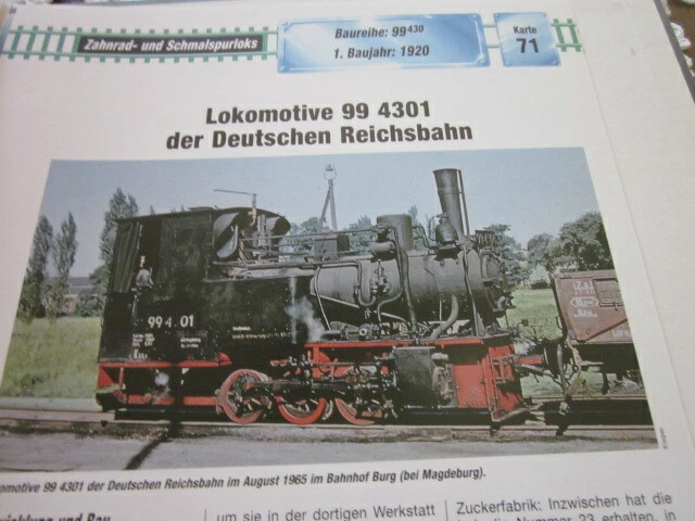 Dampflok Risszeichnung Z 71 Drg 99 4301 Kleinbahn Jerichiow I 1920 Eur