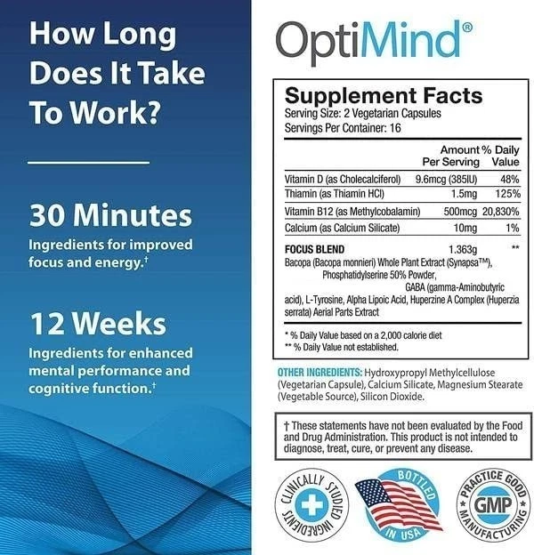 OPTIMIND NOOTROPICS BRAIN Booster Supplement 32 Ct £45.43 - PicClick UK