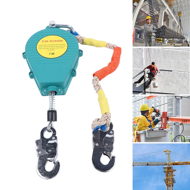 AUTO RETRACTING LIFELINE 7M 330lbs Fall Arrester Fall Protection + Hook ...