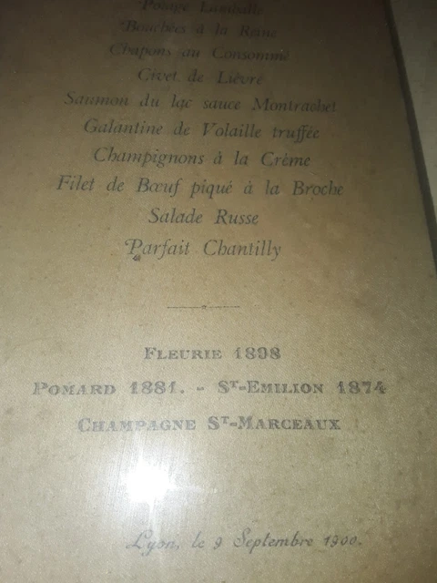 ANCIEN MENUS RESTAURANT De Lyon 1902 EUR 35,00 - PicClick FR