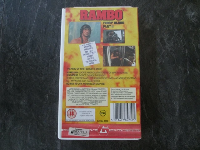 RAMBO FIRST BLOOD Part Ii Vhs Guild Vhs Video Not Big Box Vhs Ex Rental ...