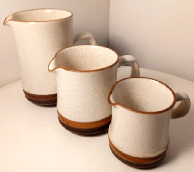 DENBY POTTERY JUGS- 'Potters Wheel'- Graduated Jug set-Vintage Pretty ...