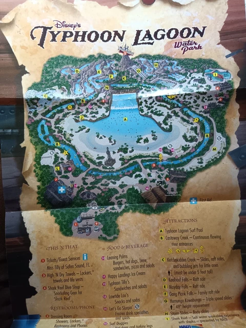 TYPHOON LAGOON MAP c1998/2001 Map / Guide - Walt Disney World Orlando Water Park £4.99 - PicClick UK