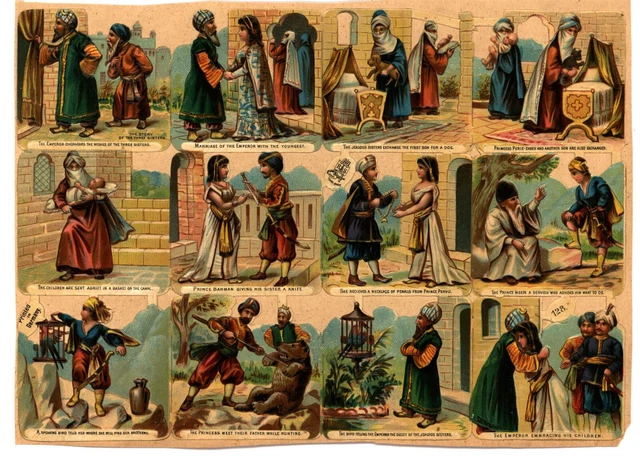 THE STORY OF THE THREE SISTERS, Fairy Tale, Victorian scrap Tuck 128 ...