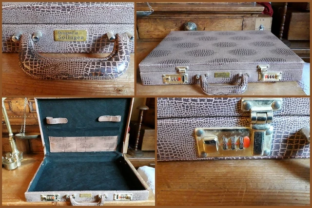 VALISE ANCIENNE DESIGN Solingen- Fermoirs Code Secret-Pour Argenterie ...