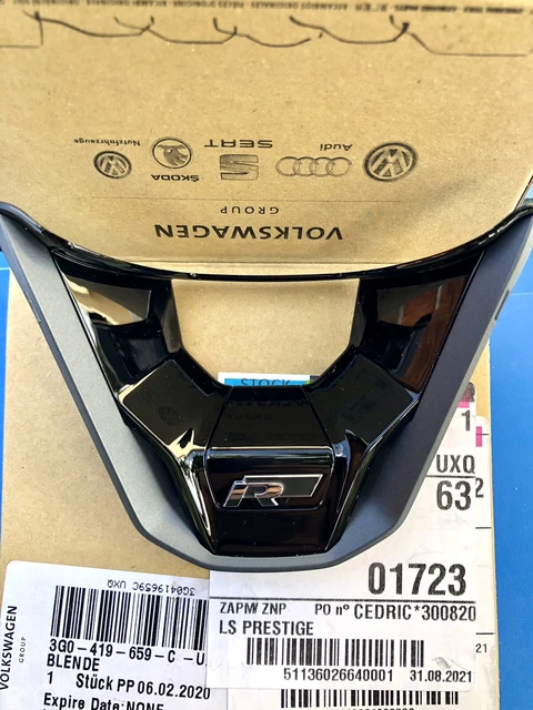 CACHE INSERT VOLANT R-LINE R LINE Passat B8 (3G) BADGE ORIGINAL ...