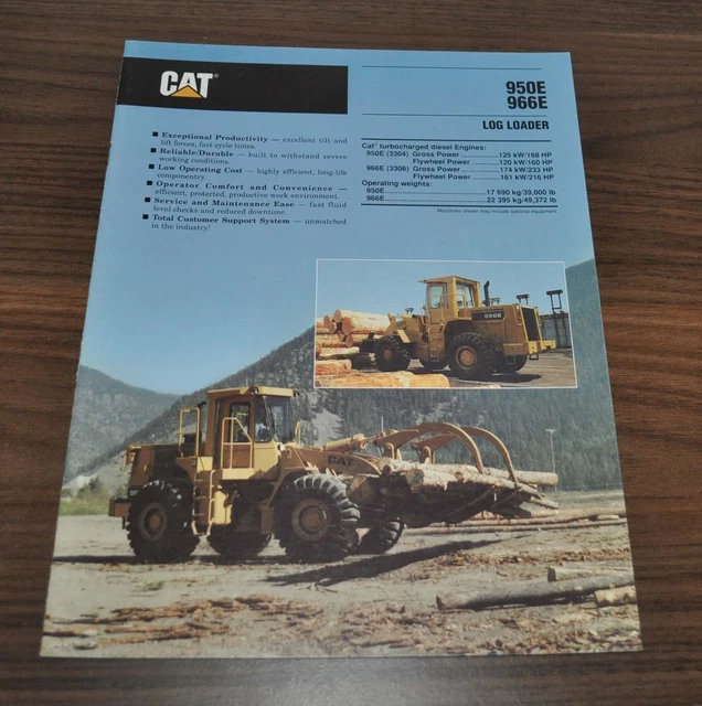 CATERPILLAR 950E 966E Wheel Log Loader Specification Technical Brochure ...