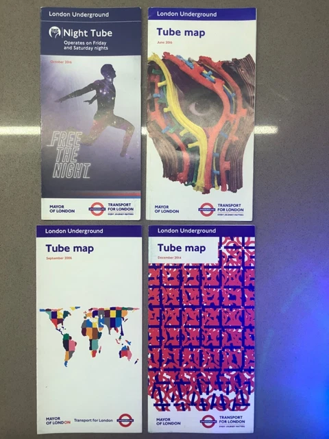LONDON UNDERGROUND TUBE maps set of 4 2014 2016 2006 Night Tube £1.99 ...