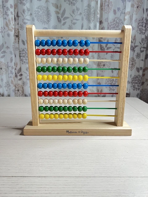 MELISSA & DOUG Abacus Wooden Counting Toy Educational 100 Colored Beads ...