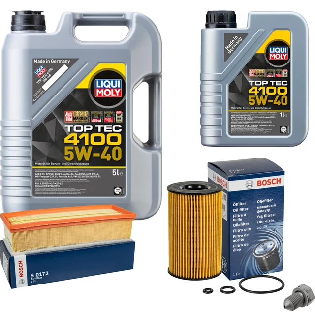 BOSCH INSPECTION SET 6L Liqui Moly Top Tec 4100 5W-40 pour VW De Audi Tiguan EUR 111,10 ...