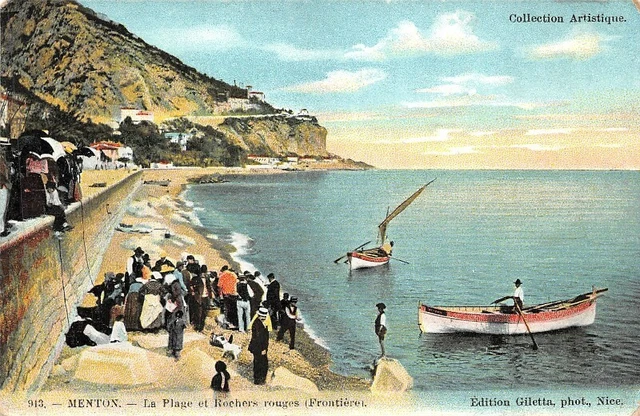 MENTON - LA plage et Rochers rouges EUR 6,99 - PicClick FR