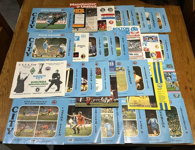 MANCHESTER CITY 1978/79 FULL SET OF HOME PROGRAMMES x32 *AWAY GAMES ...