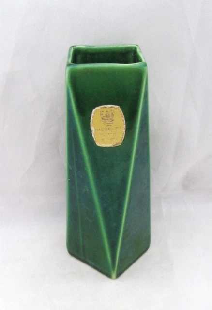 RETRO 1960’S GREEN Dartmouth Pottery, Vase 98, Triangular Sides, Square ...