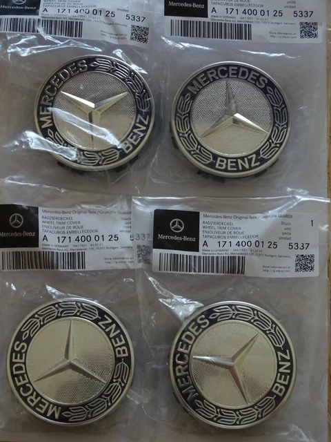 MERCEDES BENZ CAPUCHON central roue logo OEM chrome étoile bleu 75 mm ...