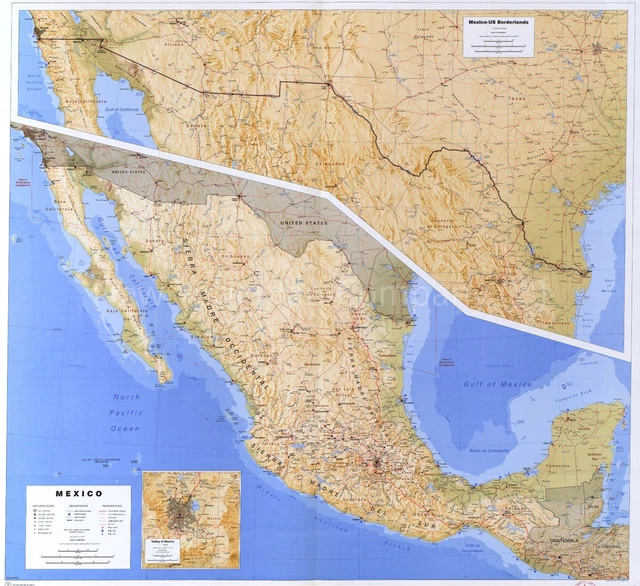 1993 MAP| MEXICO, reference map| Boundaries|Mexico|United States Map ...