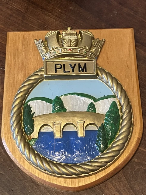 HMS PLYM ROYAL Navy Ship Badge Crest Shield Plaque Destroyed Nuclear ...