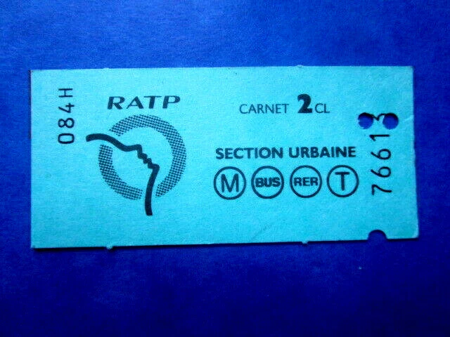 TICKET RATP MÉTRO - bus - rer - O - section Urbaine - coul VERT - PARIS ...