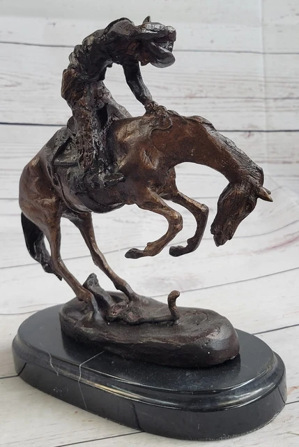 FREDERIC REMINGTON COWBOY Cheval Bronze Sculpture Pays Western Cabine ...