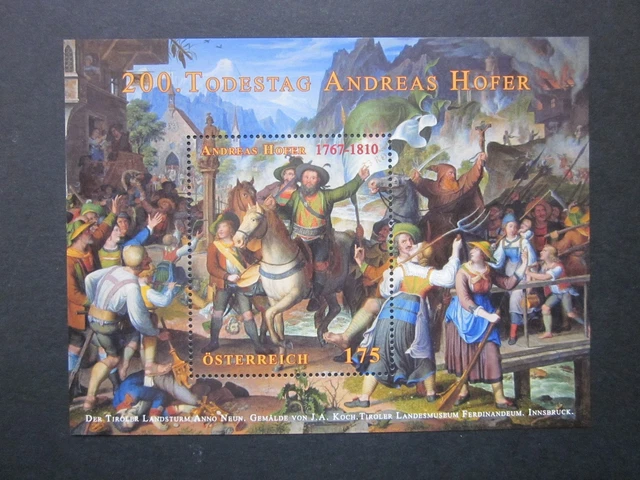 ÖSTERREICH MINR. BLOCK 58 Andreas Hofer, postfrisch EUR 2,50 - PicClick DE