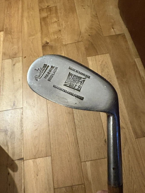 PIRIE “GLASGOW GOLF Co” Hickory Golf Club Rare Punch Dot Faced Mashie ...
