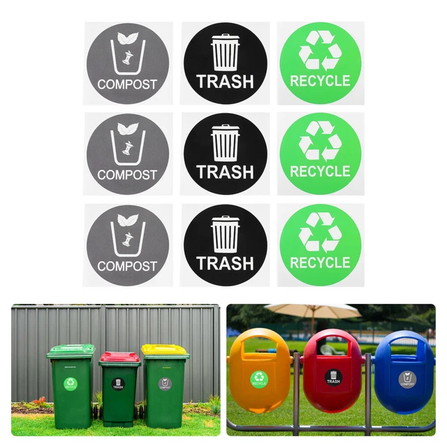9 PCS TRASH Can Stickers Garbage Classification Label Recycling Bins £9 ...