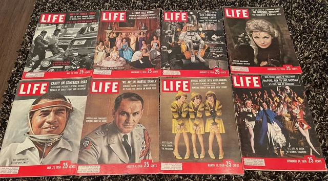 LIFE MAGAZINE 15-ISSUE 1958 Vintage Lot: Space/Riots/War/Politics/Car ...