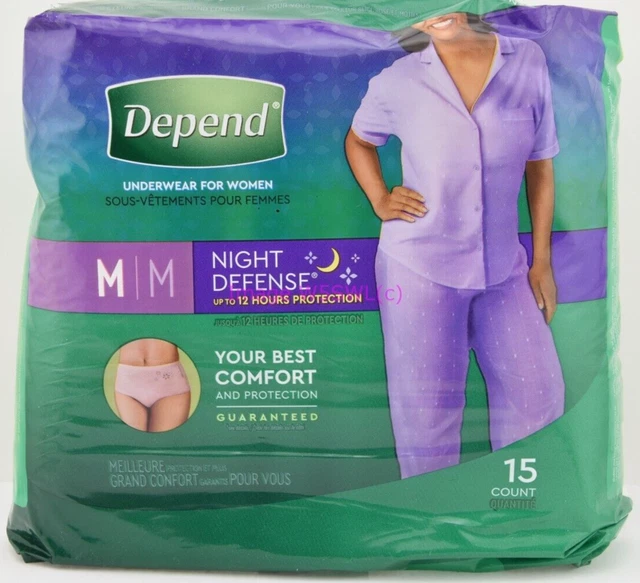 DEPEND NIGHT DEFENSE Incontinence Overnight Underwear for Women 15 Count Medium EUR 21,25 ...