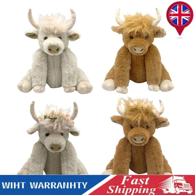 25CM HIGHLAND COW Stuffed Animal Makes Sounds Joints Can Move Farm Toy ...