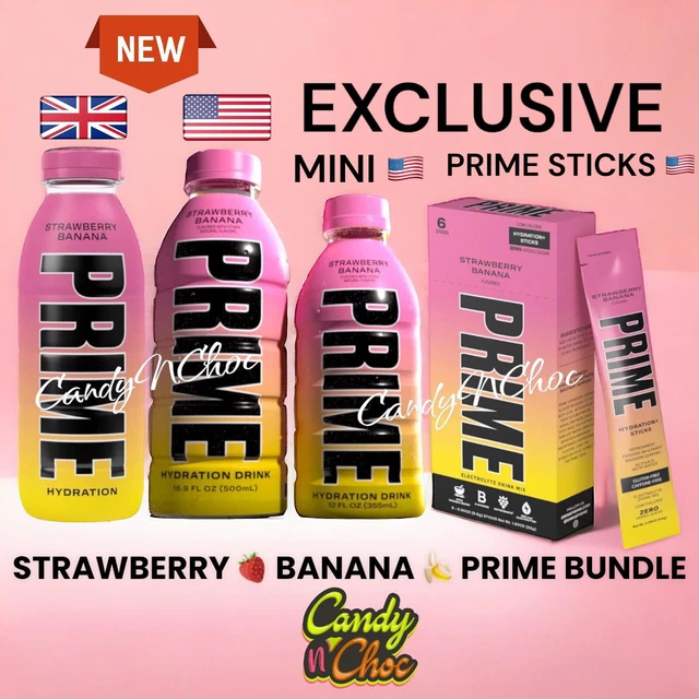PRIME HYDRATION Strawberry Banana Bundle Sticks Mini Prime New USA ...