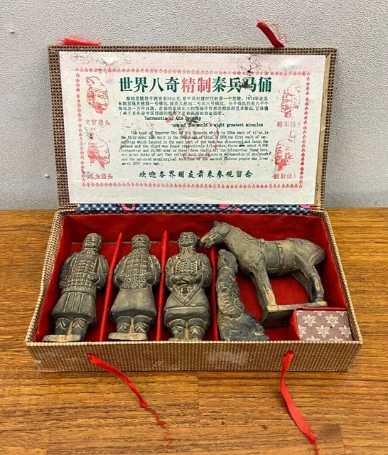 VINTAGE 5 PIECE Chinese Terracotta Qin Dynasty soldiers & horse £35.00 ...