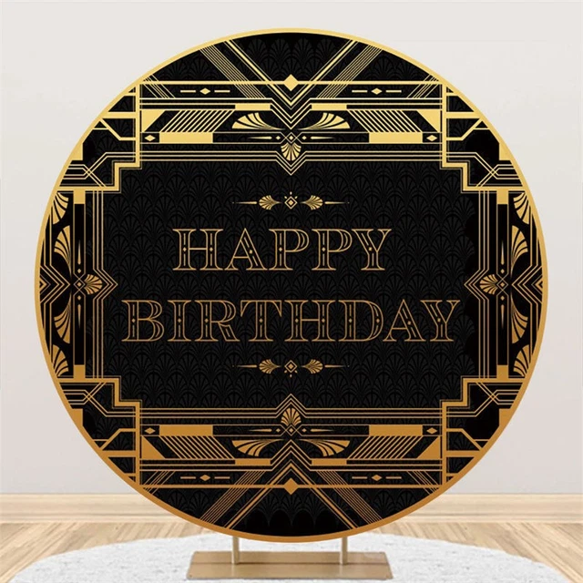GOLD AND BLACK Theme Happy Birthday Round Backdrop $35.97 - PicClick AU