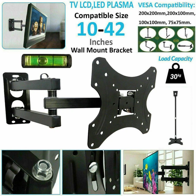 TV WALL MOUNT LCD LED TV Wall Holder Tilt Swivel 12-42" £13.09 ...