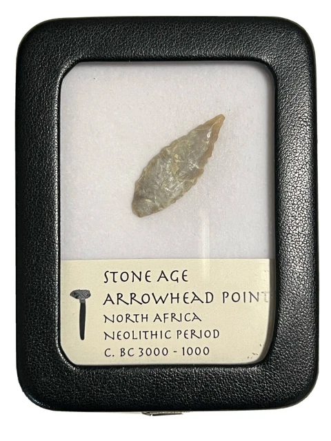 STONE AGE ANCIENT Neolithic Stone Arrowhead In Display Case! $37.85 ...