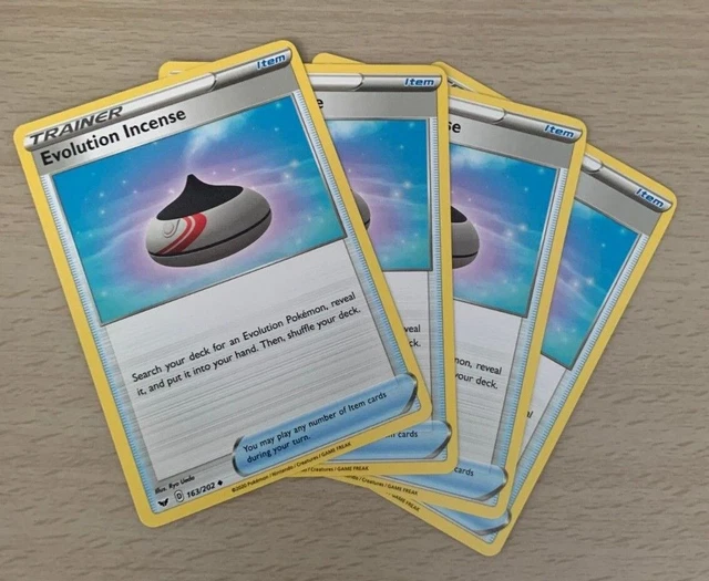 POKEMON EVOLUTION INCENSE Trainer Cards Sword & Shield 163/202 x4 ...