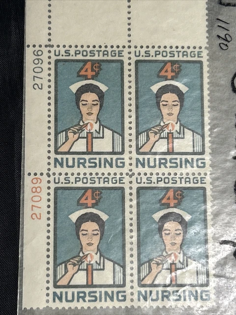 1961 US NURSING Nurse Lighting Candle Stamp Block Of 4 Stamps MNH 4c ...