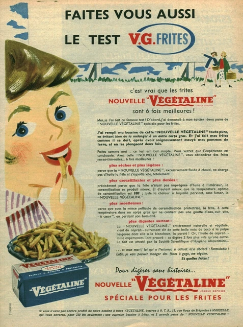 PUBLICITÉ ANCIENNE FRITES Végétaline 1957 issue de magazine EUR 8,50 ...