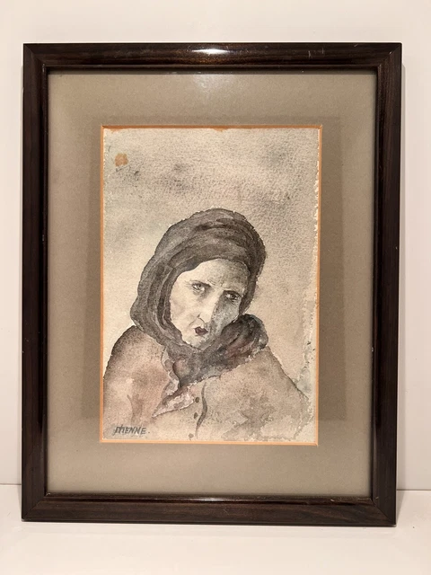 ANCIEN TABLEAU AQUARELLE Femme Au Voile Signé ÉTIENNE Laurence Sous Cadre EUR 5,00 - PicClick FR