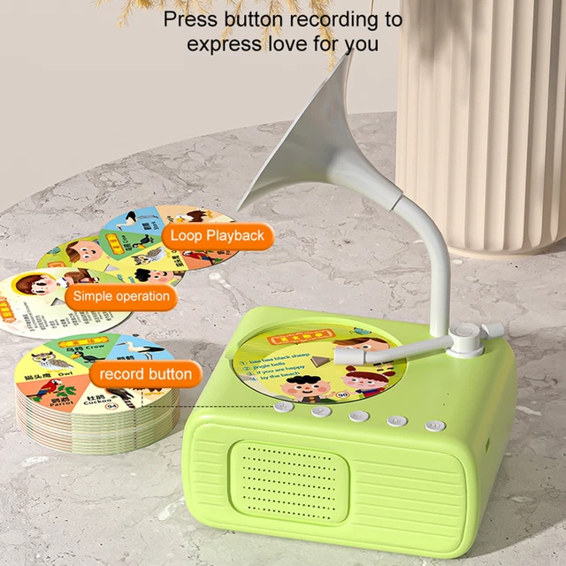 KIDS LEARNING PHONOGRAPH Kids Gramophone with 96 Story Cards Education ...