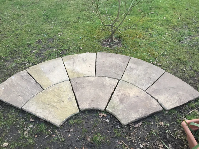 GARDEN PATIO PART Circle Paving Slabs Faux Sand Stone Concrete Fire Pit ...
