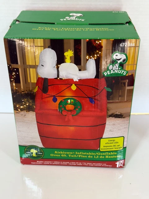 GEMMY PEANUTS SNOOPY Christmas Inflatable 4 ft. Airblown LED New Old ...
