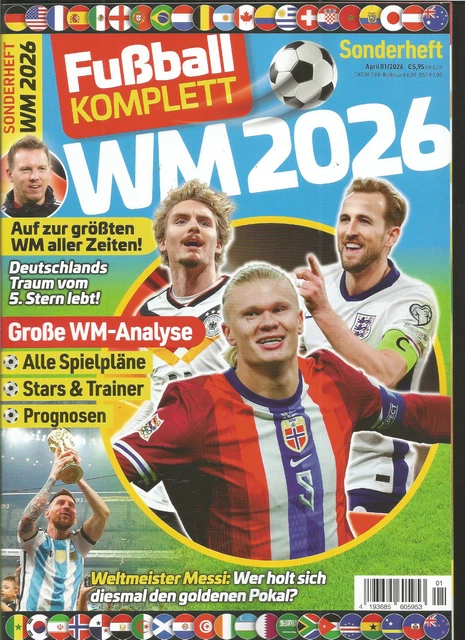 FUSSBALL KOMPLETT SONDERHEFT WM 2026. April 01/2026 £14.90 - PicClick UK