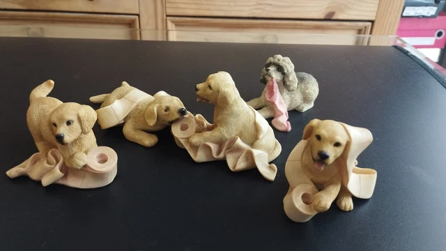 LABRADOR PUPPY TOILET Loo Roll Ornament Statues Set £19.99 - PicClick UK