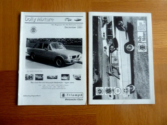2 TRIUMPH DOLOMITE Club Magazines Oct/Nov & December 2001 £8.12 ...