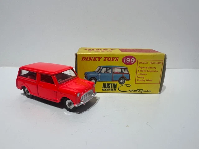 DINKY TOYS 199 Austin Mini seven countryman, rare fluorescent orange ...