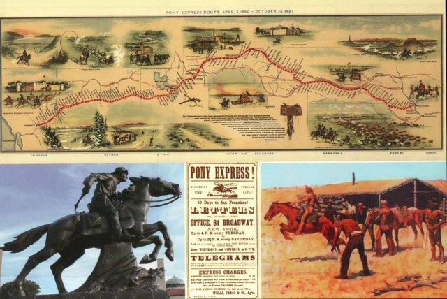 PONY EXPRESS ROUTE Map Statue Advertisement etc., Horse, Mail Service ...