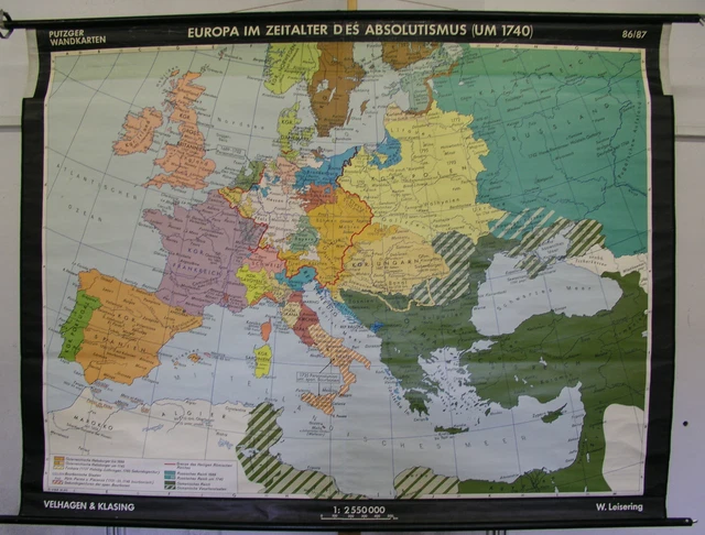 SCHULWANDKARTE WANDKARTE SCHULKARTE Rollkarte Europa im Absolutismus ...
