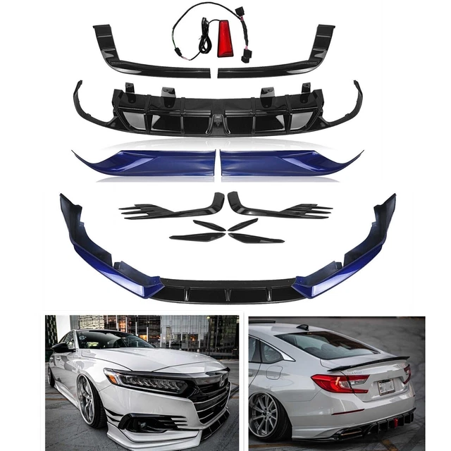 BLUE FRONT SPOILER+REAR Diffuser Lip+Body Kit Trim For Honda Accord ...